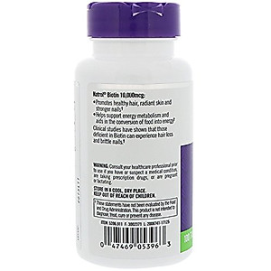 Natrol Biotin Maximum Strength 10,000 mcg Tablets, 500 Count, (Pack of 5)