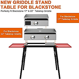 MixRBBQ Universal Griddle Stand for Blackstone 17" 22" Tabletop Griddle, Adjustable Table with Dual Side Shelf Grill Accessories for Outdoor Camping