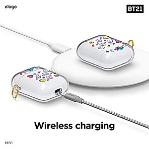 elago BT21 Case Compatible with Apple AirPods Case 1 & 2, Clear Case with Keychain, Reduced Yellowing and Smudging, Supports Wireless Charging [Official Merchandise] [7FLAVORS]