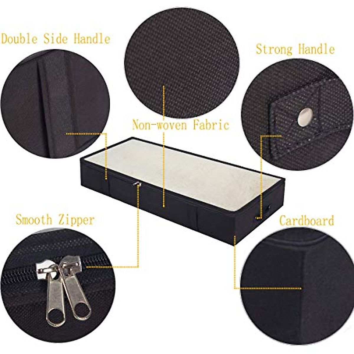 MAX Houser Under Bed Storage Bag,Breathable,Storage Bags for Blankets Clothes, Sweater,Pack of 2 (Black)