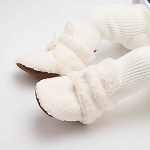 ohsofy Newborn Baby Cotton Booties Stay On Slipper Winter Warm Soft Shoes Non-Skid Infant Ankle Boots Crib Shoes