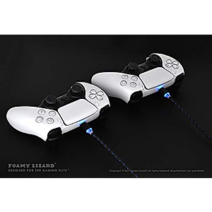Foamy Lizard 10FT Split PS5 Controller Charger Cable, LED Fast Charging Braided Nylon Replacement Cord, Dual USB C for Switch, Playstation 5 Dualsense, Xbox Series X/S, Accessories (C to C, Blue LED)