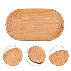 Oval Wood Tray Serving Platter: Small Wood Tray Party Wooden Plate for Display Dessert Cupcake Fruit Snacks Appetizer Sushi Food Jewelery
