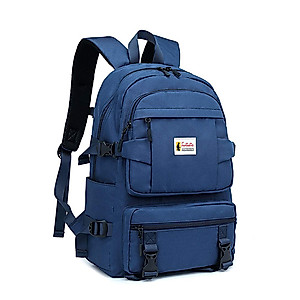 AGOWOO College Backpack Teen Lightweight School Book Bag with USB Charger Port Casual Daypack (Blue) for Women Men Youth