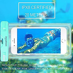 Waterproof Phone Pouch holder, smartlle Universal Waterproof Phone Case, Dry Bag Underwater Dirtproof iPhone 13 12 11 Pro Max XR,XS, 8,7,6 Plus, SE, Galaxy S22 21/Note, LG,7”, Beach Water Pool -3 Pack