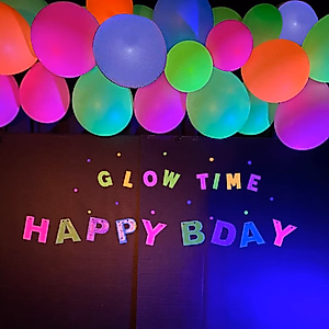 156pcs Neon Balloon Garland Arch Kit, Glow in The Dark UV Neon Fluorescent Balloons, Back to 80s 90s Laser Dicso Party Supplies, Birthday Wedding Black Light Party Decorations (Disco)