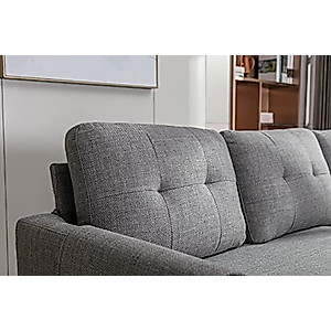 Verfur Convertible Sofa Sleeper Pull Out Bed, 3-Seater L-Shaped Couch with Storage Chaise and Side Pockets, Soft Upholstered Corner Sofa&Couches Sectional, Gray 72.44"