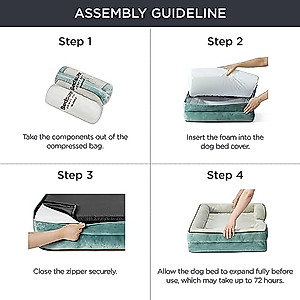 Bedsure XXL Orthopedic Dog Bed - Washable Great Dane Dog Sofa Beds for Giant Dogs, Supportive Foam Pet Couch Bed with Removable Washable Cover, Waterproof Lining and Nonskid Bottom, Washed Blue