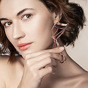 Larbois Eyelash Curler with 5 Extra Refill Pads ＆ Velvet Bag, Professional Eye Lash Curler No Pinching, No Pain and No Pulling, Make up Tool for Perfect Curl in Seconds (Rose Gold)