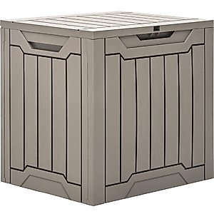 YITAHOME 31 Gallon Outdoor Storage Box, Resin Deck Box and Waterproof Package Delivery Box for Gardening Tools, Pool Supplies, Patio Furniture, Lockable, Taupe