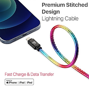 LAX [Apple MFi Certified] Fast Charger iPhone Lightning Cable, iPhone Cord Compatible with iPhone 14/13 /12/11 Pro Max/XS MAX/XR/XS/X/8/7 /6S /6 /SE /5S /iPad, iPod & More - (10FT-Rainbow)