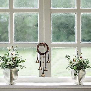 Witch Bells for Door Knob Protection, Witch Bell Garland Witchcraft Supplies, Sorceress Herb Bell Wreath, Magic Wicca Charm Wind Chimes Gift for Home Garden Courtyard Decor & Protection(Ribbon)