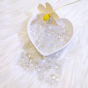 Niziky Glass Beads, 100pcs 8MM Round, Mix Crackle Lampwork, Aurora Crystal, Matte Gemstones Spacer Beads for Crafts, Loose Beads for Bracelet Making