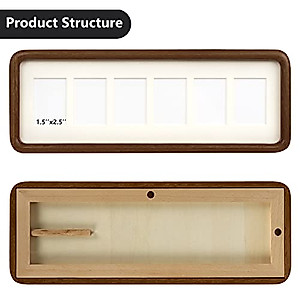 Solid Natural Wood Picture Frames with Mat for Wall Rustic Tabletop Collage Wall Decor Multi Openings Photo Frame 4x12/4x16 Matted to 1.5x2.5,Vertical or Horizontal Display for Wall (Walnut, 6 Opending)