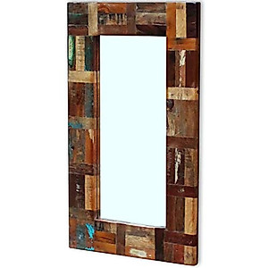 vidaXL Mirror Solid Reclaimed Wood-Framed 31.5"x19.7" Retro-Style Decoration