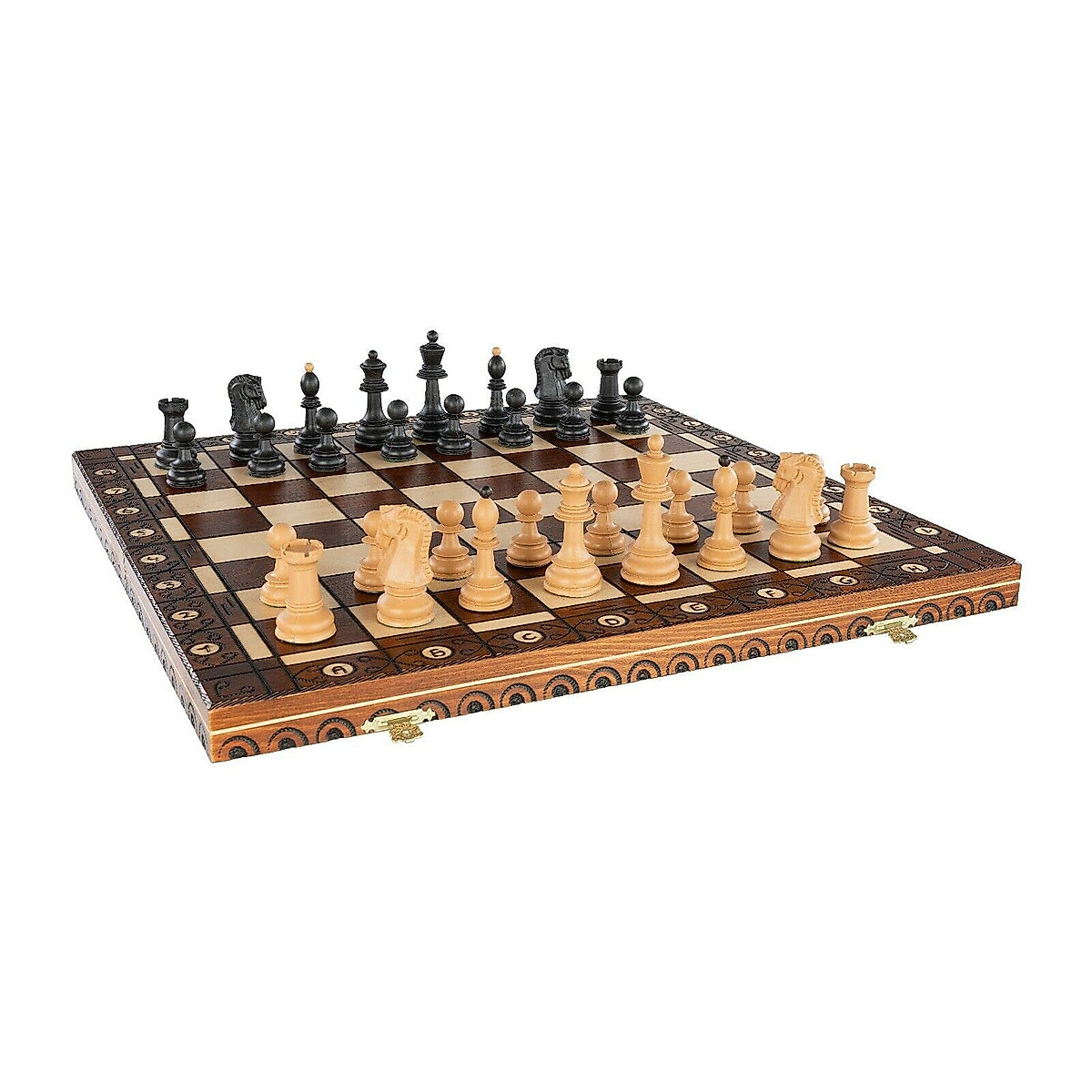 Chess and games shop Muba Dubrovnik 6EF Handmade Wooden Chess Set 21 Inch Board with Standard Plastic Wood Imitation Chessmen- Storage Box to Store All The Piece