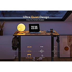 Claiks Electric Standing Desk, Adjustable Height Stand up Desk, 48x24 Inches Sit Stand Home Office Desk with Splice Board, Black Frame/Rustic Brown Top