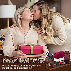 Tzdxfgl Yarn Holder, Wooden Yarn Spinner for Knitting with Slots, Crochet Yarn Rack Stand, Horizontal Yarn Ball Holder, Stable Yarn Ball Dispenser, Wood Yarn Spinner Holder for Crochet and Knitting