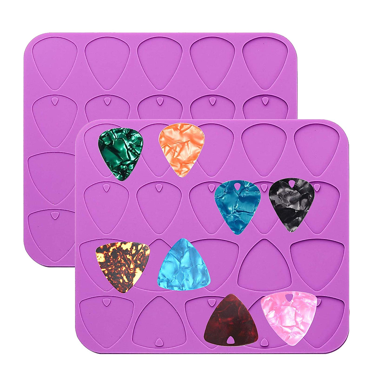 2 Pack Guitar Picks Epoxy Resin Molds Guitar Plectrums Silicone Casting Mold Jewelry Making Molds for DIY Guitar Thumb Finger Picks Keychain Pendant