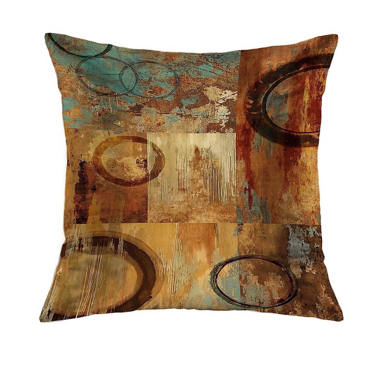 LHAIFA Brown Decorative Throw Pillow Covers 18x18 Set of 4 Teal Pillow Cover Modern Geometry Abstract Art Decorative Pillows for Living Room Bedroom Sofa Couch Outdoor Pillow Covers