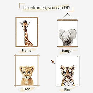 Set of 6 Baby Safari Nursery Wall Decor - Picture Cute Animal Wall Prints on Canvas, under 20 dollars gifts for Baby Boys and Girls Room, UNFRAMED Wall Art(8 x 10 inch)