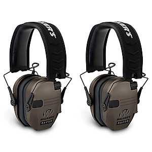 Walker's Razor Slim Shooter Electronic Hunting Folding Hearing Protection Earmuffs with 23dB Noise Reduction and Sound Amplification, (2 Pack)