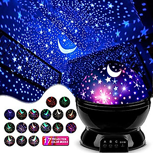 MOKOQI Dream Rotating Projection Lamp Star Projector Night Lights for Kids, Birthday Gifts for 1-4-6-14 Year Old Girl Boy Kids Bedroom, Glow in The Dark Stars Moon for Child Asleep Peacefully
