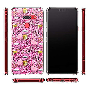 Loraw Slim TPU Phone Case Compatible with LG Velvet V60 V50 ThinQ 5G V40 V35 V30 Plus G7 G6 Soft Fashion Flexible Pink Silicone Glam Lightweight Cover Clear Lips Protective Girly Stylish Macaroon