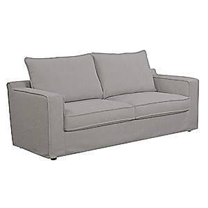 Serta Colton 85" Upholstered Living Room Sofa with Removable Slip Covers, Modern Track Arm Fabric Couch, Soft Comfortable Cushions, Linen Beige
