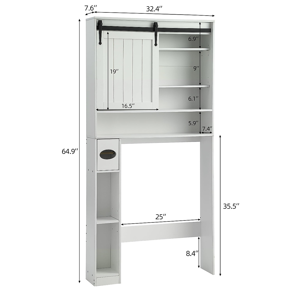 LOUVIXA Over The Toilet Storage Cabinet, Over Toilet Bathroom Organizer with Sliding Barn Door and Adjustable Shelf, Home Space Save Toilet Rack for Bathroom, Laundry (Farmhose White, 1 Barn Door)