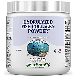 Maxi Health Collagen Powder - Collagen Protein Powder - Marine Collagen Powder for Women & Men - Type I Unflavored Fish Collagen Hydrolyzed Collagen Protein - Hair Growth & Skin Supplement (10.75 oz)