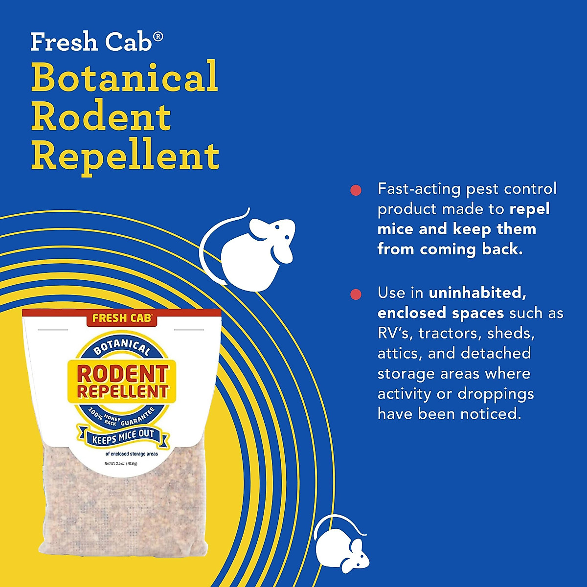 Fresh Cab Botanical Rodent Repellent - Environmentally Friendly, Keeps Mice Out, 12 Scent Pouches
