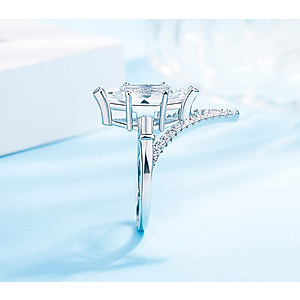 WDIYIEETN 925 Sterling Silver Rings Eye Shape Cubic Zirconia Promise Rings CZ Crystal Teardrop Shape Eternity Engagement Wedding Band Ring Size(6-11) (6)