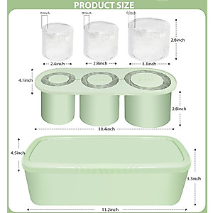 Ice Cube Tray for Stanley Cup: 30Oz-40Oz Tumbler Ice Mold Silicone - 3 Pcs Hollow Cylinder Ice Maker Freezer with Lid and Bin for Water Bottle Whiskey Cocktail Coffee Juice (Green)