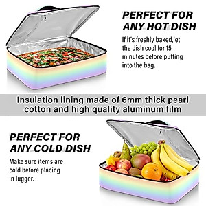 Kcldeci Insulated Thermal Food Carrier Insulated Casserole Carrier for Hot or Cold Food,Rainbow Gradient (2) Insulated Tote Bag for Potluck Cookouts Parties Picnic,Lasagna Lugger