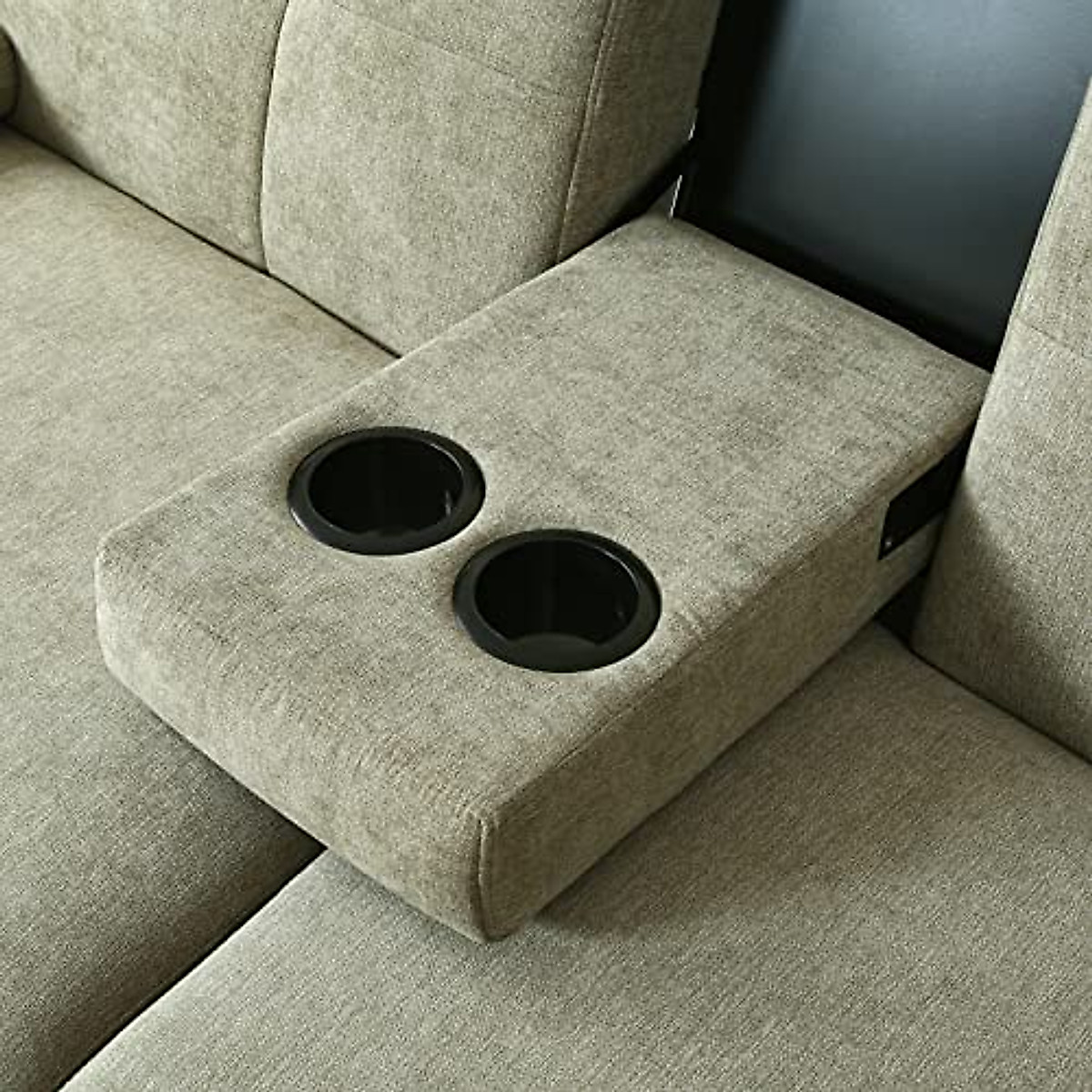 Opoiar Futon Sofa Bed, Modern Convertible Armrests Sleeper Couch with 2 Cup Holders,Loveseats Couch for Compact Space,Studio,Apartment,Office,Living Room,Bed Room,Sage Grey (800LBS)