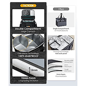 TACTICISM Double Deck Lunch Box for Men 38 Cans Tactical MOllE Lunch Bag, Up to 12 Hours Insulated lunchbox, Large Soft Leakproof Lunch Cooler Adult, for Work Camping Fishing Hiking, Black