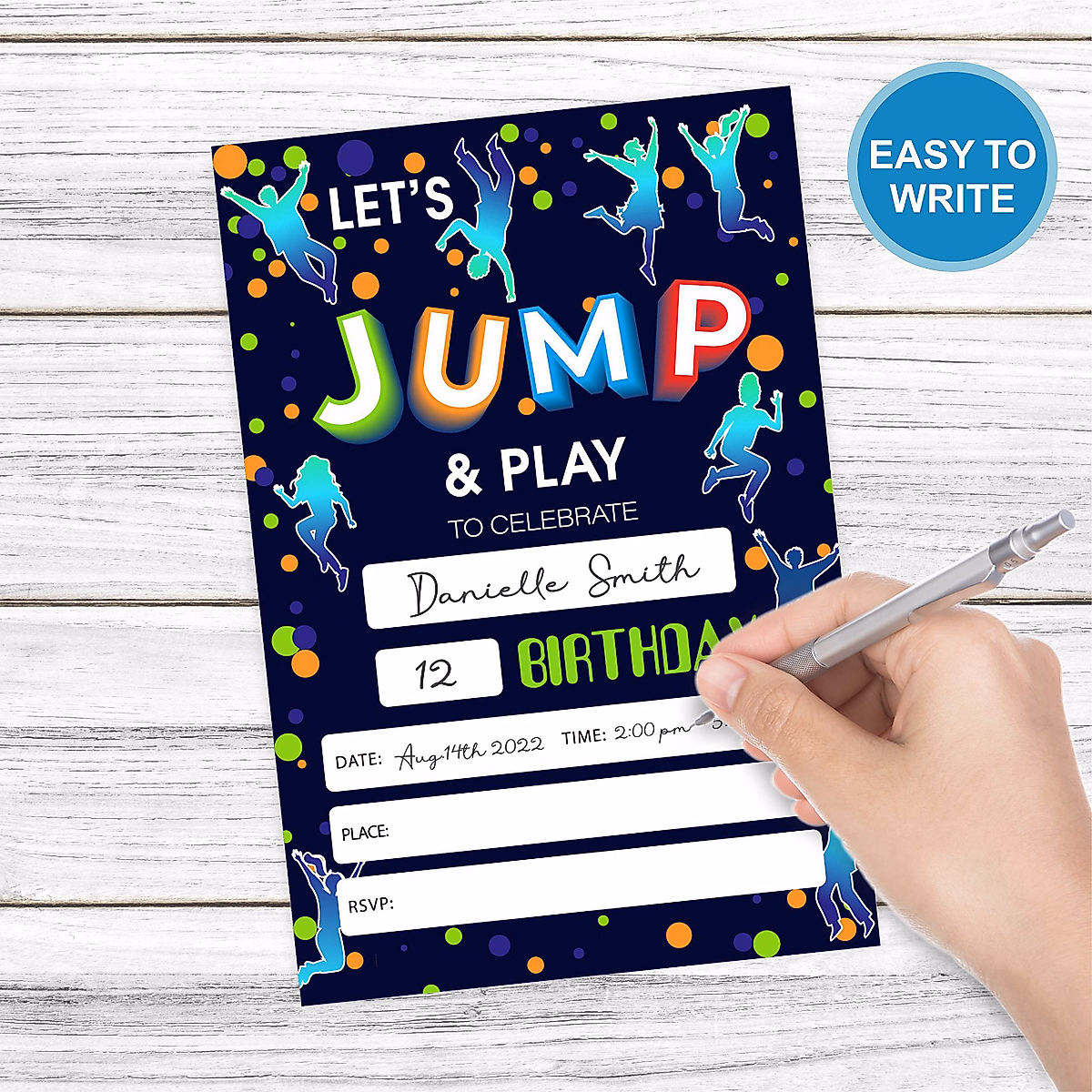 Bounce House Birthday Invitations, Jumping Birthday Party Invites Decorations, Kids Adults Trampoline Birthday Party and Events Supplies, 20 Fill-in Invites Cards with Matching Envelopes（YQK-025）