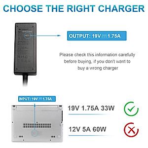 Laptop Charger for Asus Vivobook e200 e202 e202s e202sa e205sa e200h e200ha f205ta eeebook x205 x205t x205ta chromebook c201 c201pc c201pa 201pa 33w 19v 1.75a