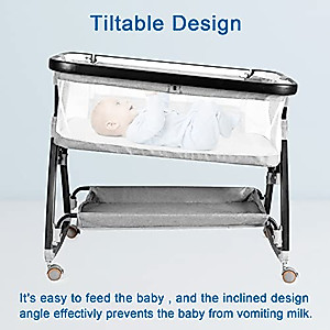 Fagoca Baby Bassinet Bedside Sleeper, Bedside Crib Easy Folding Portable Crib Bassinets for Baby/Infants