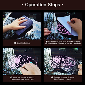 Vesvory Baby On Board Sign Car Stickers Reflective -2 Pcs Kids On Board Stickers for Car Windows Baby in Car Sticker for Car Safety Warning Sticker (Pink)