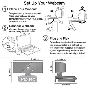 NexiGo N660 1080P Business Webcam, Dual Microphone & Privacy Cover, USB FHD Web Computer Camera, Plug and Play, for Zoom/Skype/Teams/Webex, Laptop MAC PC Desktop