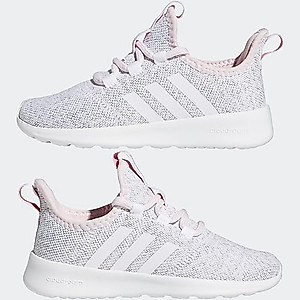 adidas Cloud Foam-Pure Running Shoe, White/White/Clear Pink, 4 US Unisex Big Kid