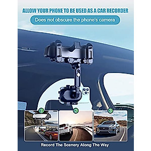 Phone Mount for Car【Big Rear Mirrors Friendly】 2023 New Rear View Mirror Phone Holder, Lighter 360 Rotatable and Retractable Car Phone Holder for Apple Samsung 4-7 Inch Mobiles & All Vehicles
