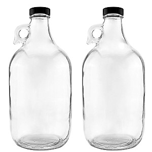 nicebottles Glass Handled Jugs, Half-Gallon, Clear, Pack of 2