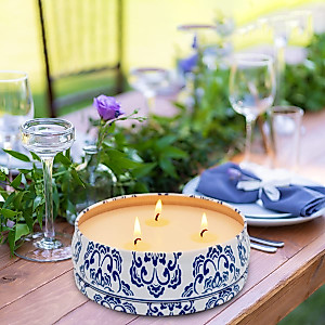 Large Citronella Candles Outdoor and Indoor, 13.5oz 3-Wick Soy Wax Portable Travel Tin Candle for Home Garden Patio Yard Balcony and Summer Gift