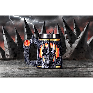 Nemesis Now Lord of the Rings Merchandise Tankard, Hand-Painted Resin Beer Mug with Removable Insert, 15.5cm - Sauron