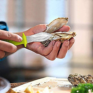 DragonFruitee Oyster Shucking Knife, Commercial Grade Clam and Shellfish tool With Ergonomic Grip And Anti-Slip Handle, Good For Home Restaurant Kitchen And Outdoor Use, Yellow/Silver (2 Count)