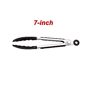 Rasfihip 3 Pack Stainless Steel Black Kitchen Tongs, Premium Silicone BPA Free Non-Stick BBQ Cooking Grilling Locking Food Tongs, 7-Inch 9-Inch & 12-Inch