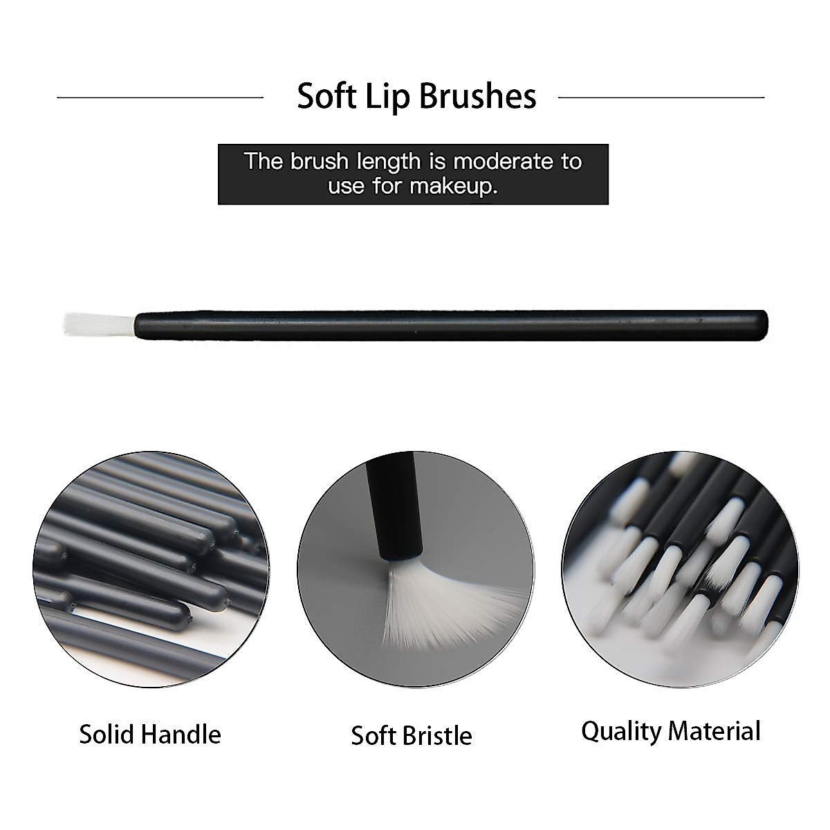 100 Pcs Disposable Makeup Lip Brushes PYO Cookie Paint Brushes Nail Polish Brushes Cosmetic Lip Brush Wands mini paint brushes for cookies (Black)